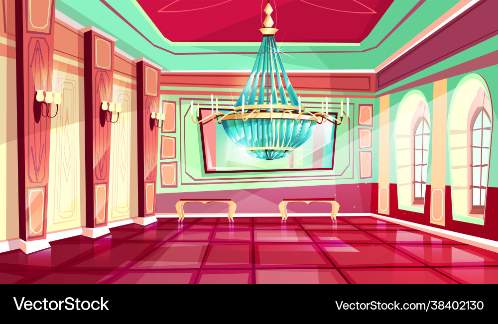 Cartoon castle palace ballroom background Vector Image