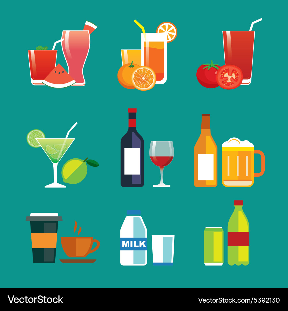 Drinks & Beverages Icon Set Royalty Free Vector Image