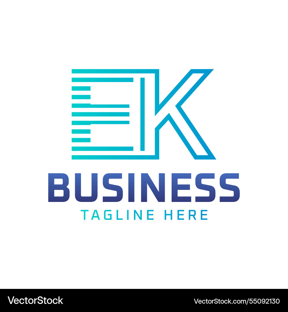Ek logo design sleek modern letter Royalty Free Vector Image