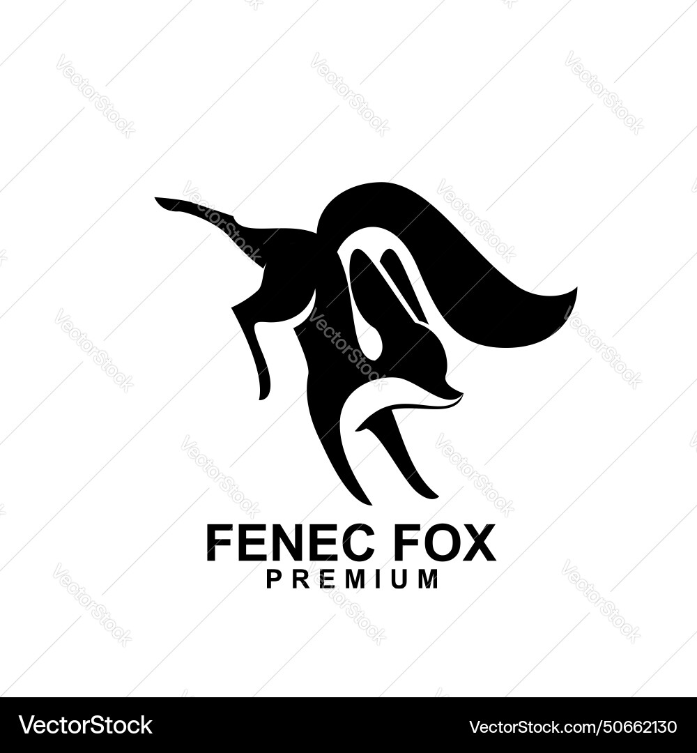 Fennec fox logo icon design negative black white Vector Image