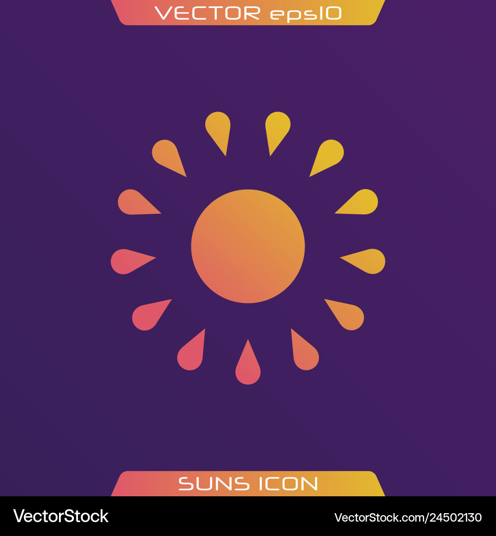 Flat sun icon Royalty Free Vector Image - VectorStock