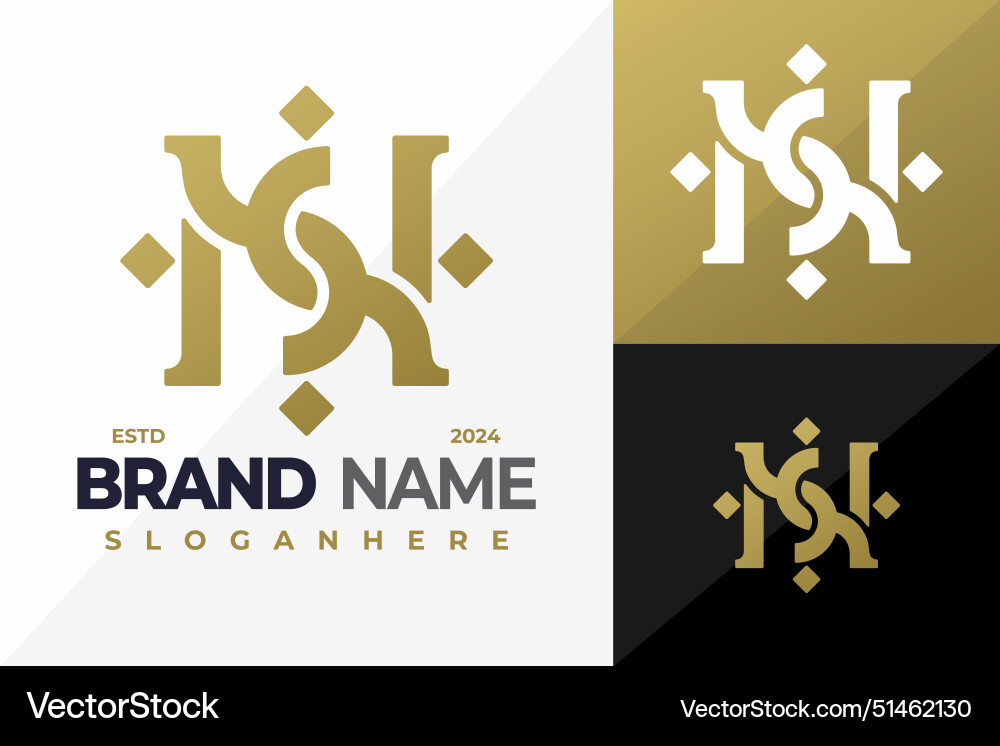 Golden letter ns or sn monogram logo design Vector Image