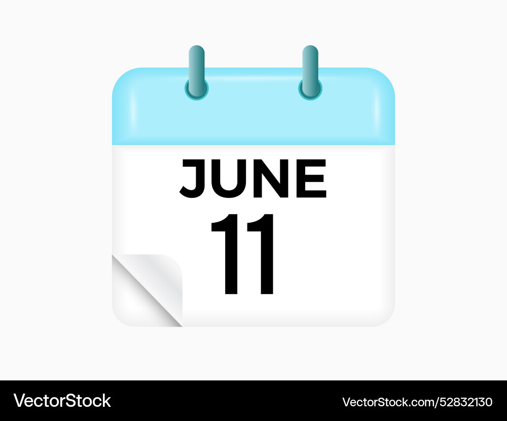 June 11 - calendar and time planner daily Vector Image