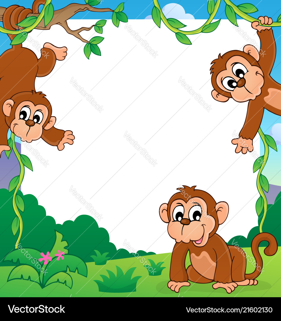 Monkey thematic frame 1 Royalty Free Vector Image