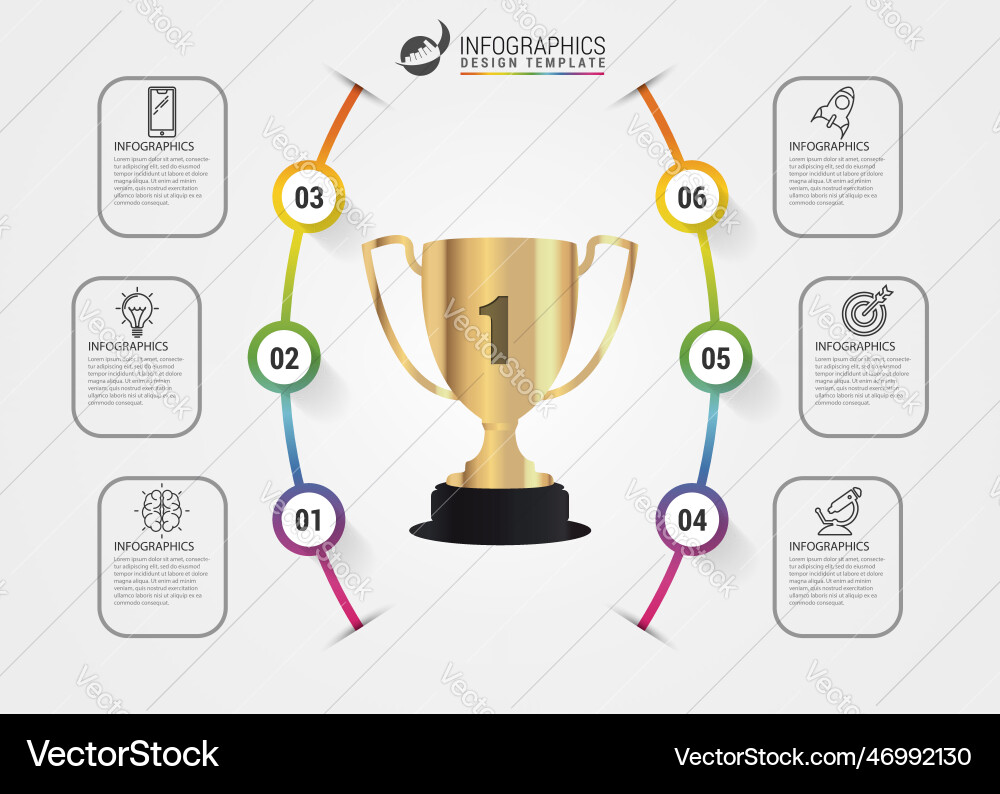 Organization chart with 6 steps infographic Vector Image