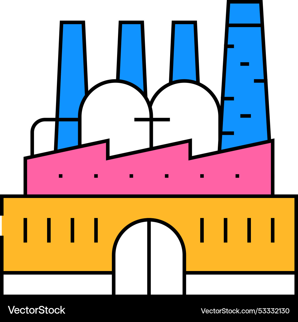 Power plant infrastructure icon color Royalty Free Vector