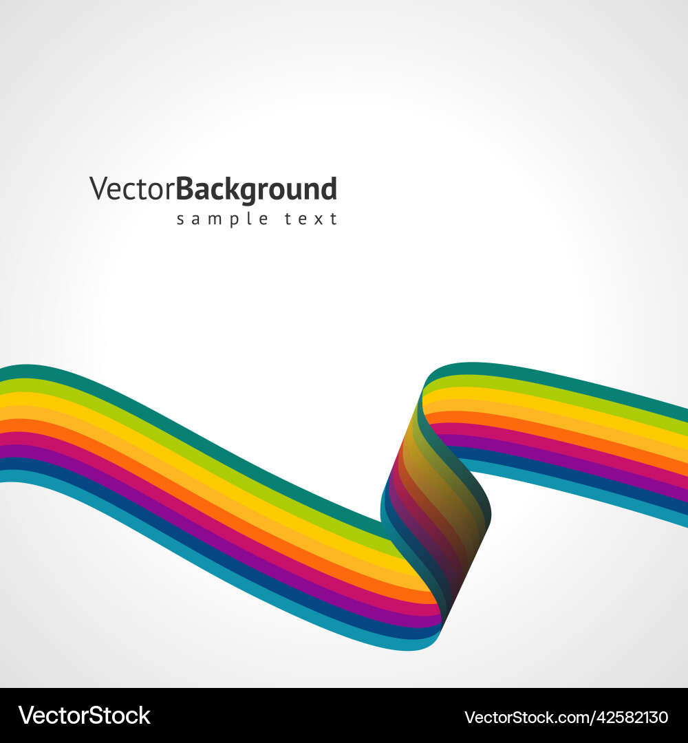 Realistic multicolored ribbon wavy stripes rainbow