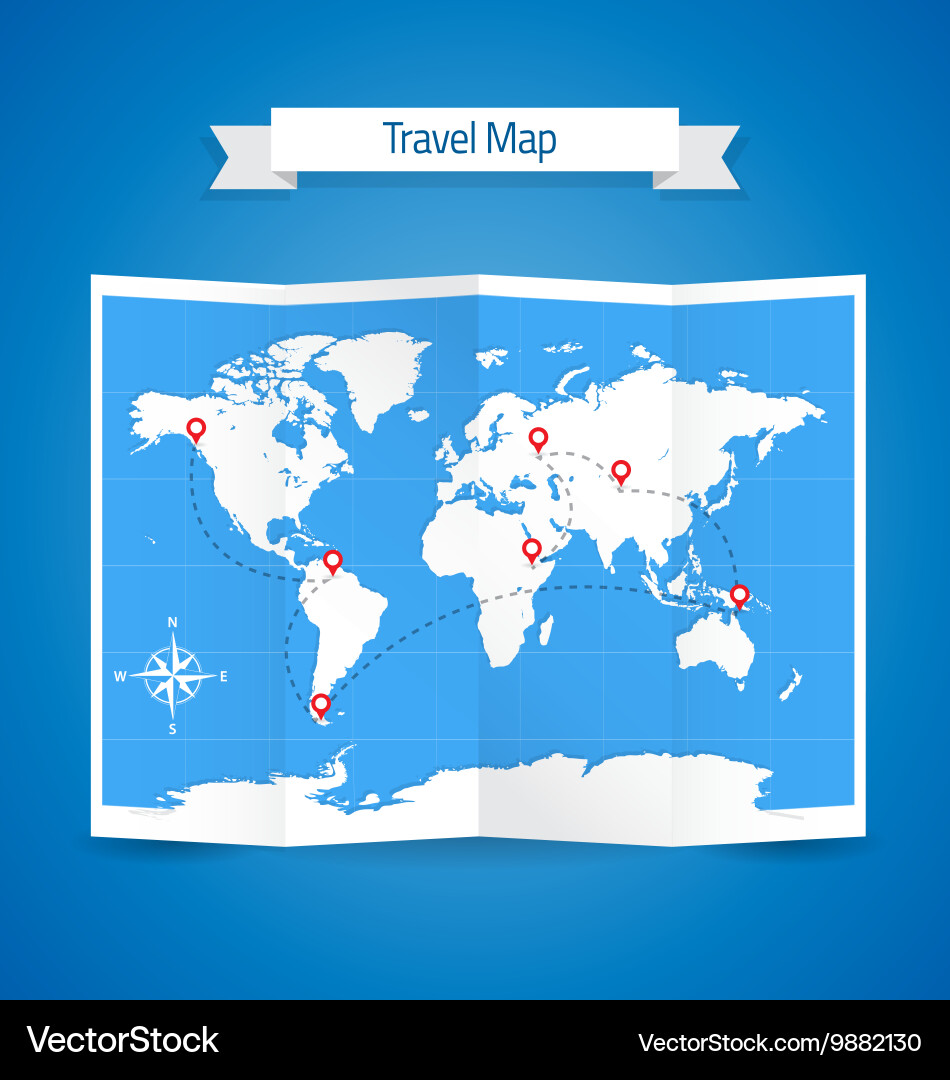 Travel map Royalty Free Vector Image - VectorStock