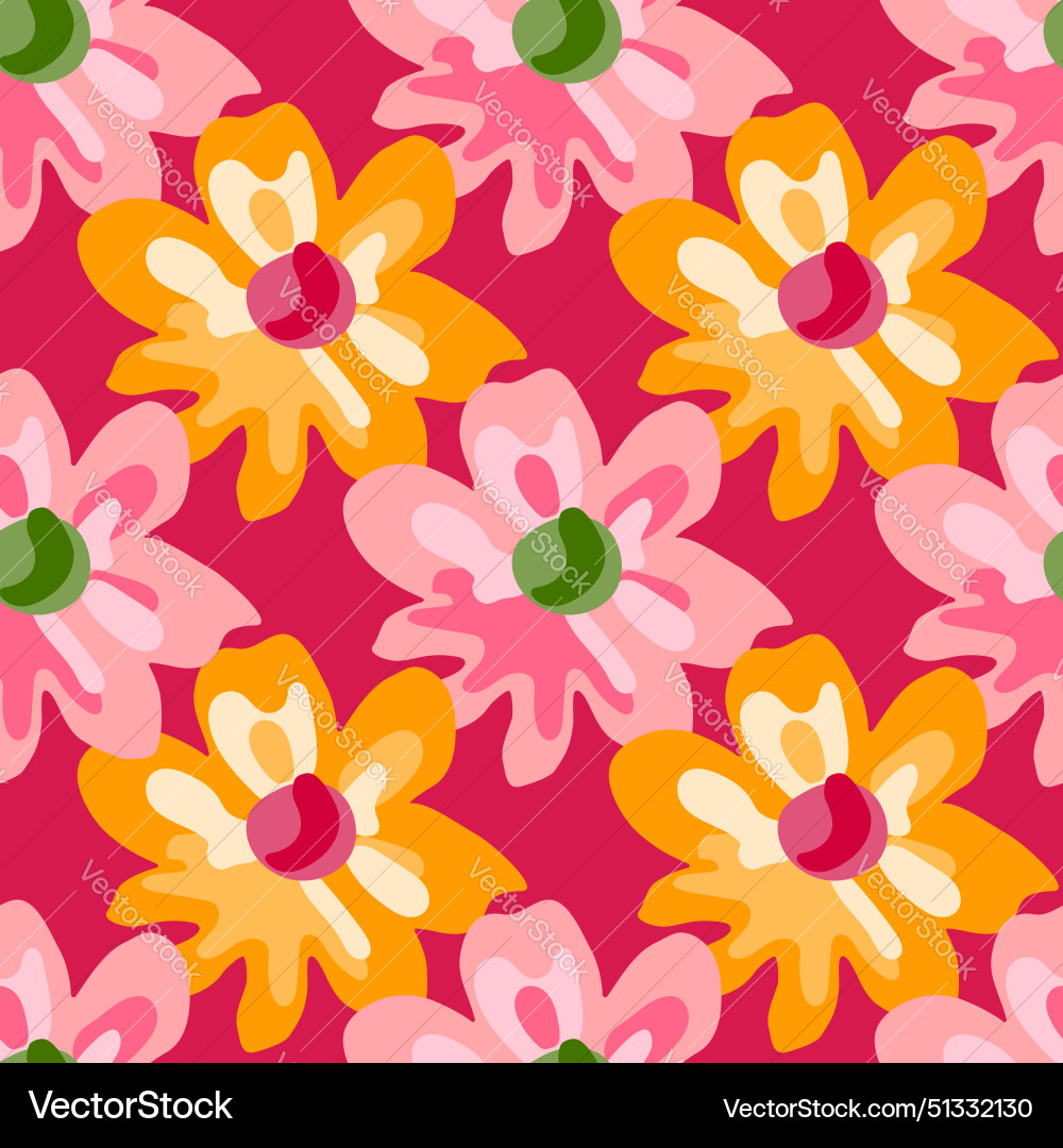 Vibrant pink floral pattern Royalty Free Vector Image