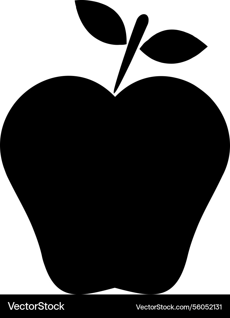 A simple apple icon with leaf on white background Vector Image
