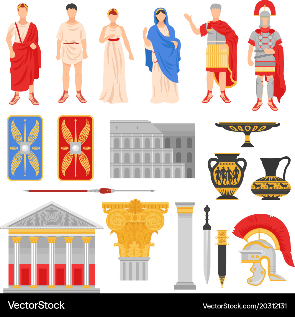 Ancient Roman Empire Icons Royalty Free Vector Image