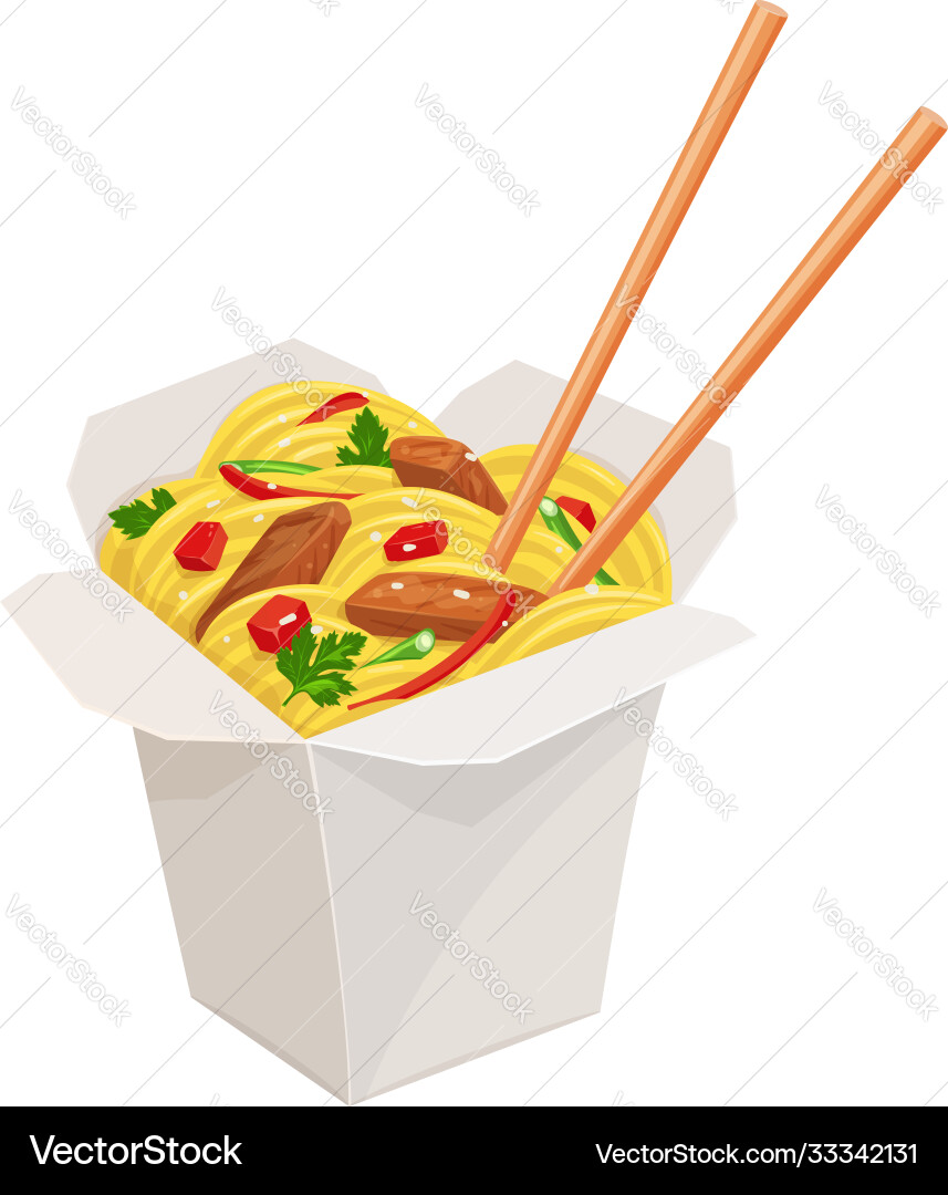 Asian Wok Box Takeout Royalty Free Vector Image