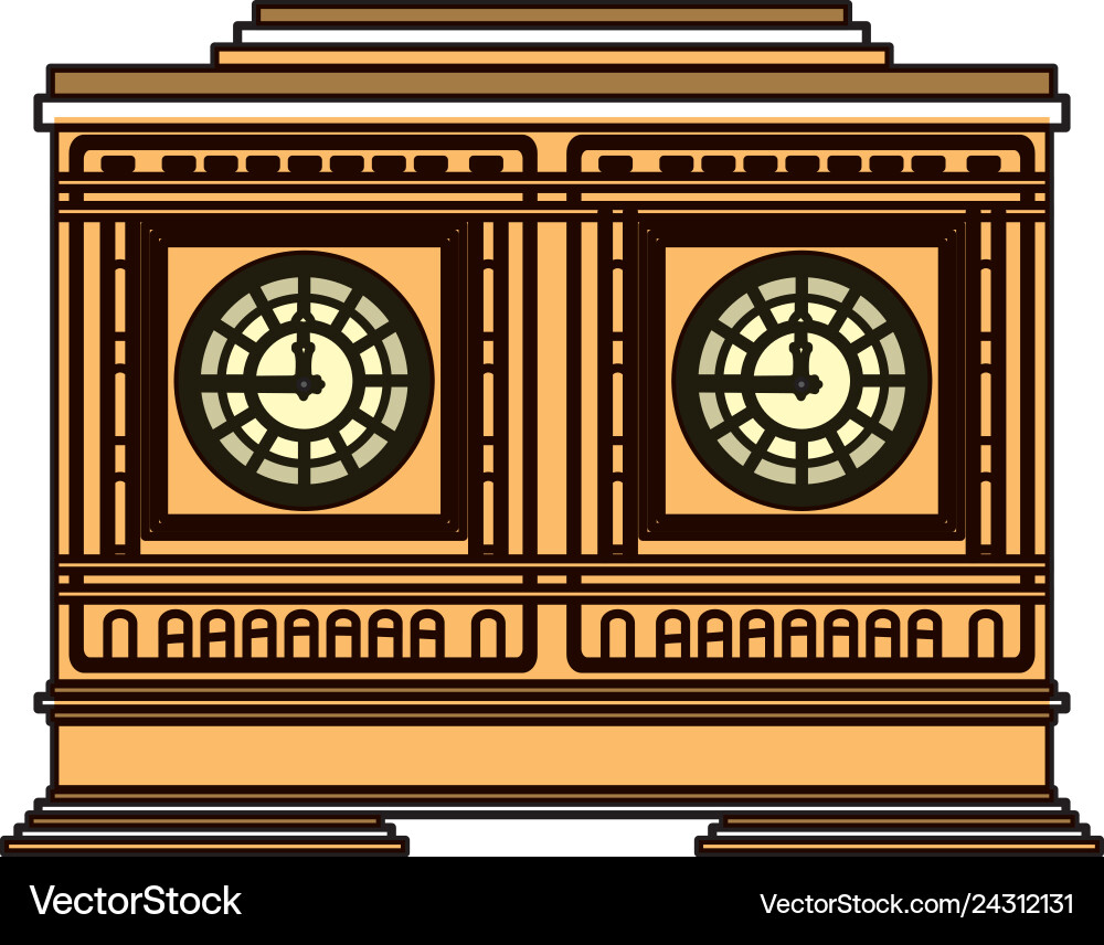 Color medieval clock object structure design Vector Image