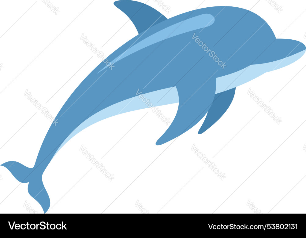 Cute blue dolphin jumping over white background Vector Image