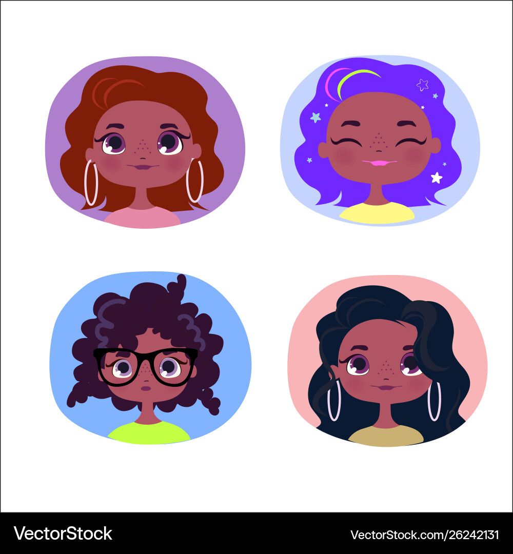 Cute girls icon set Royalty Free Vector Image - VectorStock