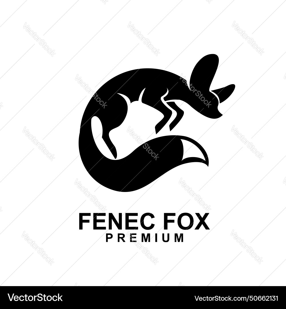 Fennec fox logo icon design negative black white Vector Image