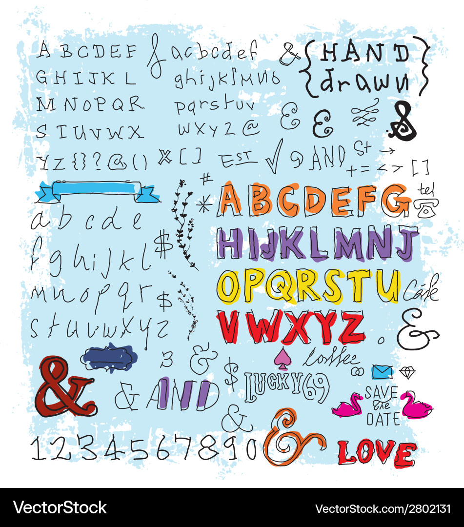 Hand drawn letters Royalty Free Vector Image - VectorStock