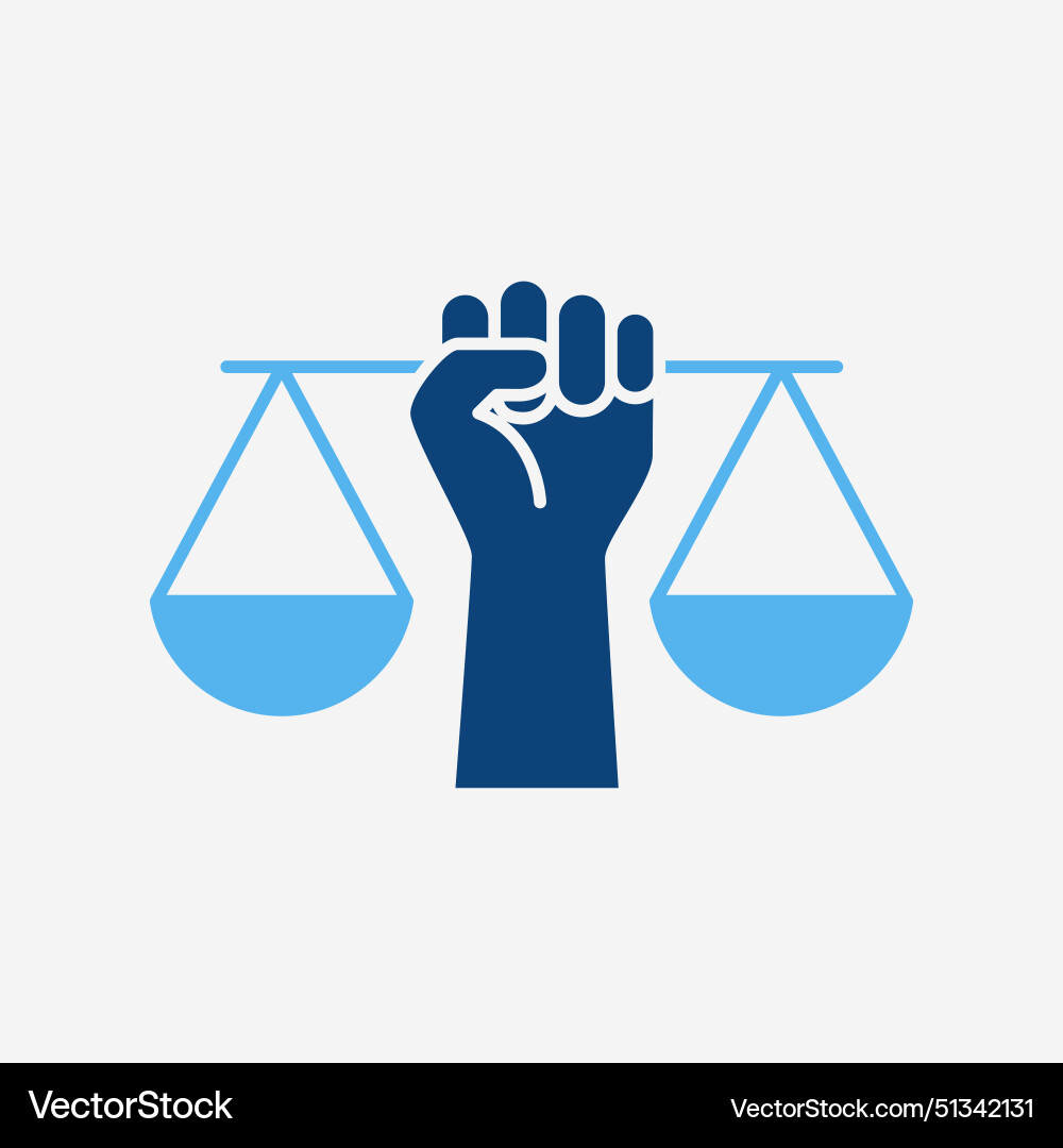 Justice scales in hand icon template design Vector Image