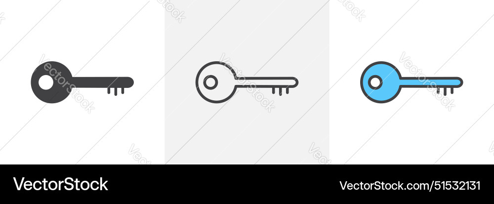 Key icon set house door symbol home old Royalty Free Vector