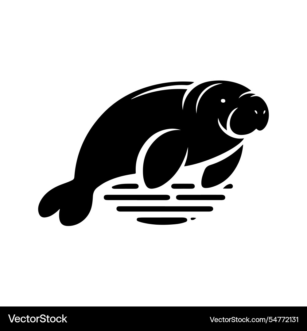 Manatee silhouette sea life graphic design Vector Image