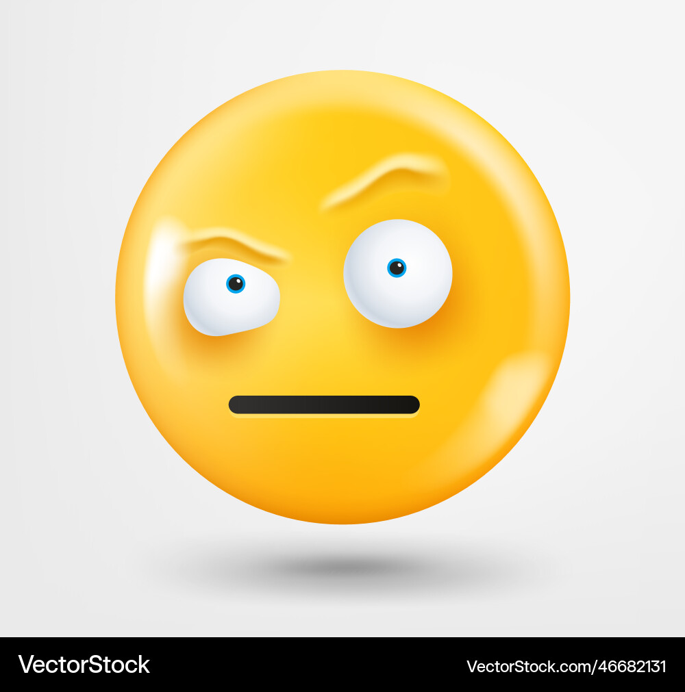 Raised eyebrow emoticon 3d emoji isolated Vector Image