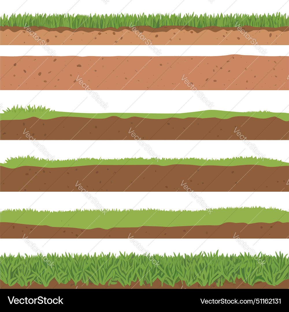Seamless ground and grass cross sections Vector Image