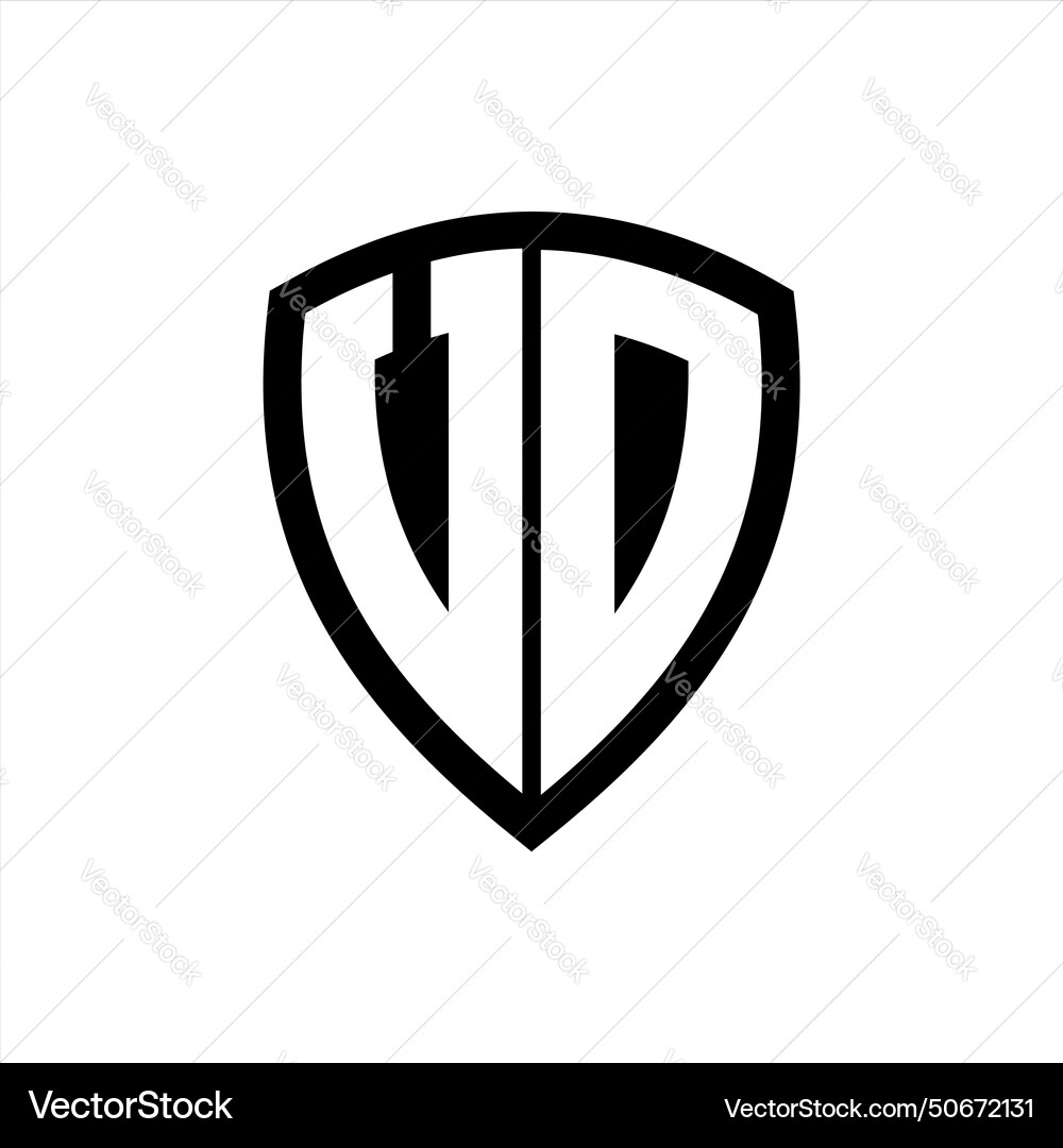 Vd monogram logo with bold letters shield shape Vector Image