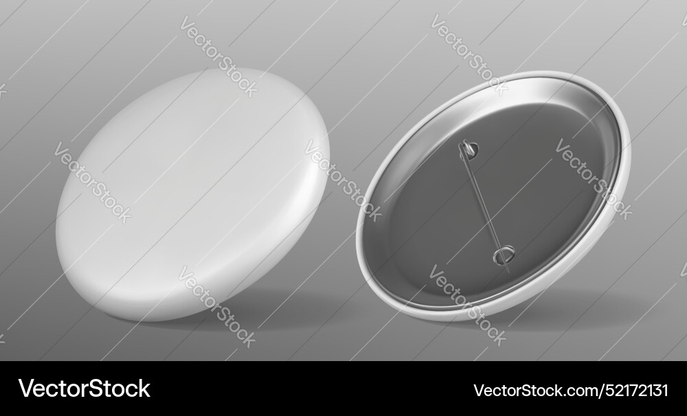 White round pin button mockup template Royalty Free Vector