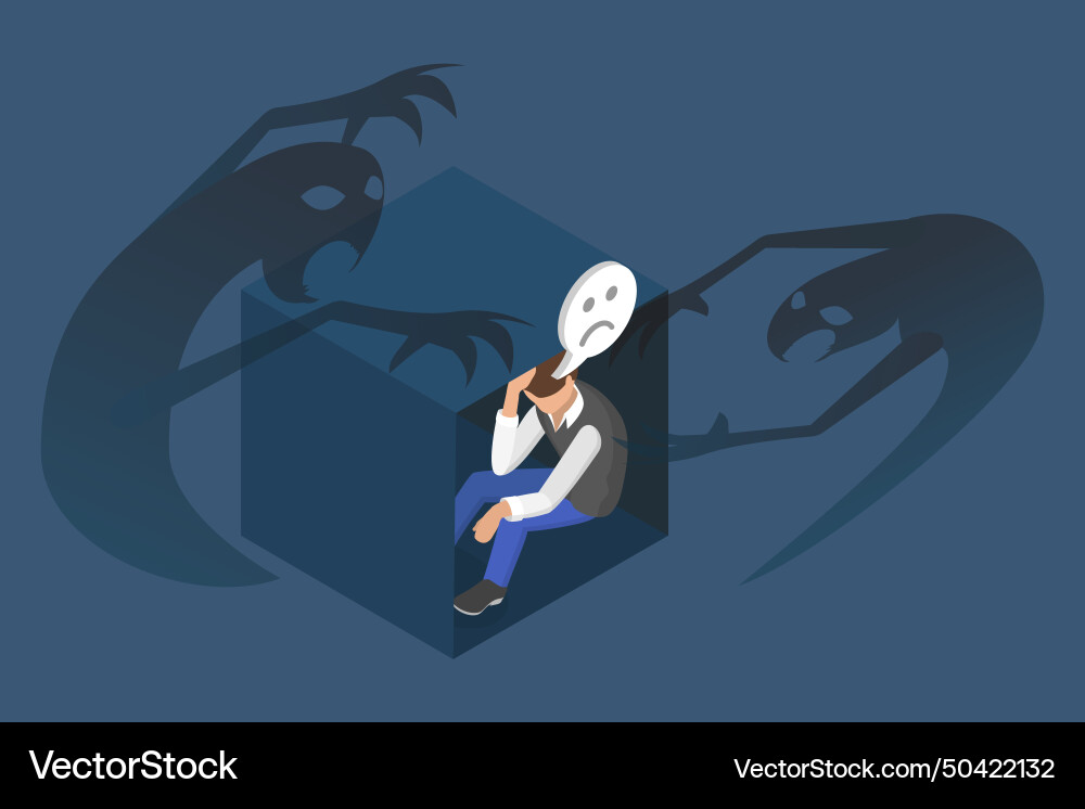 3d isometric flat of scary Royalty Free Vector Image