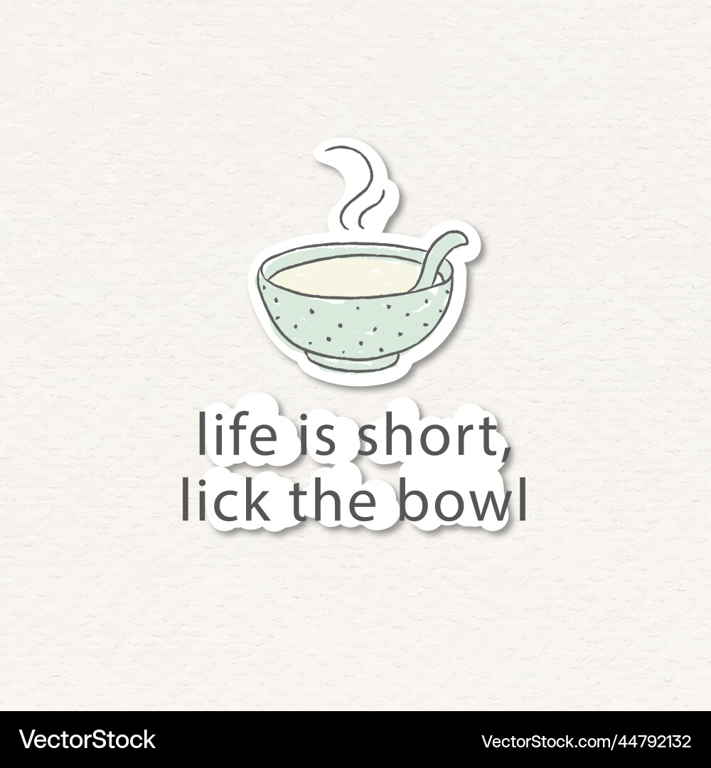 Doodle soup bowl sticker Royalty Free Vector Image