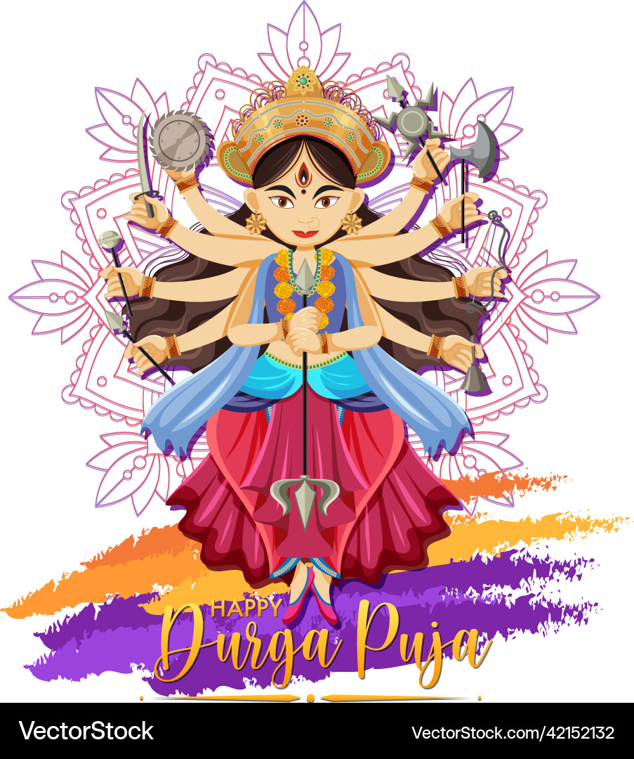 Durga puja on white background Royalty Free Vector Image