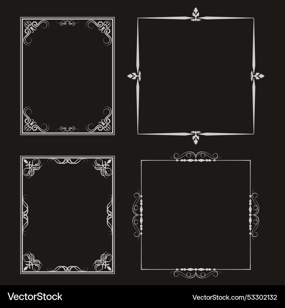 Elegant calligraphic ornamental border collection Vector Image