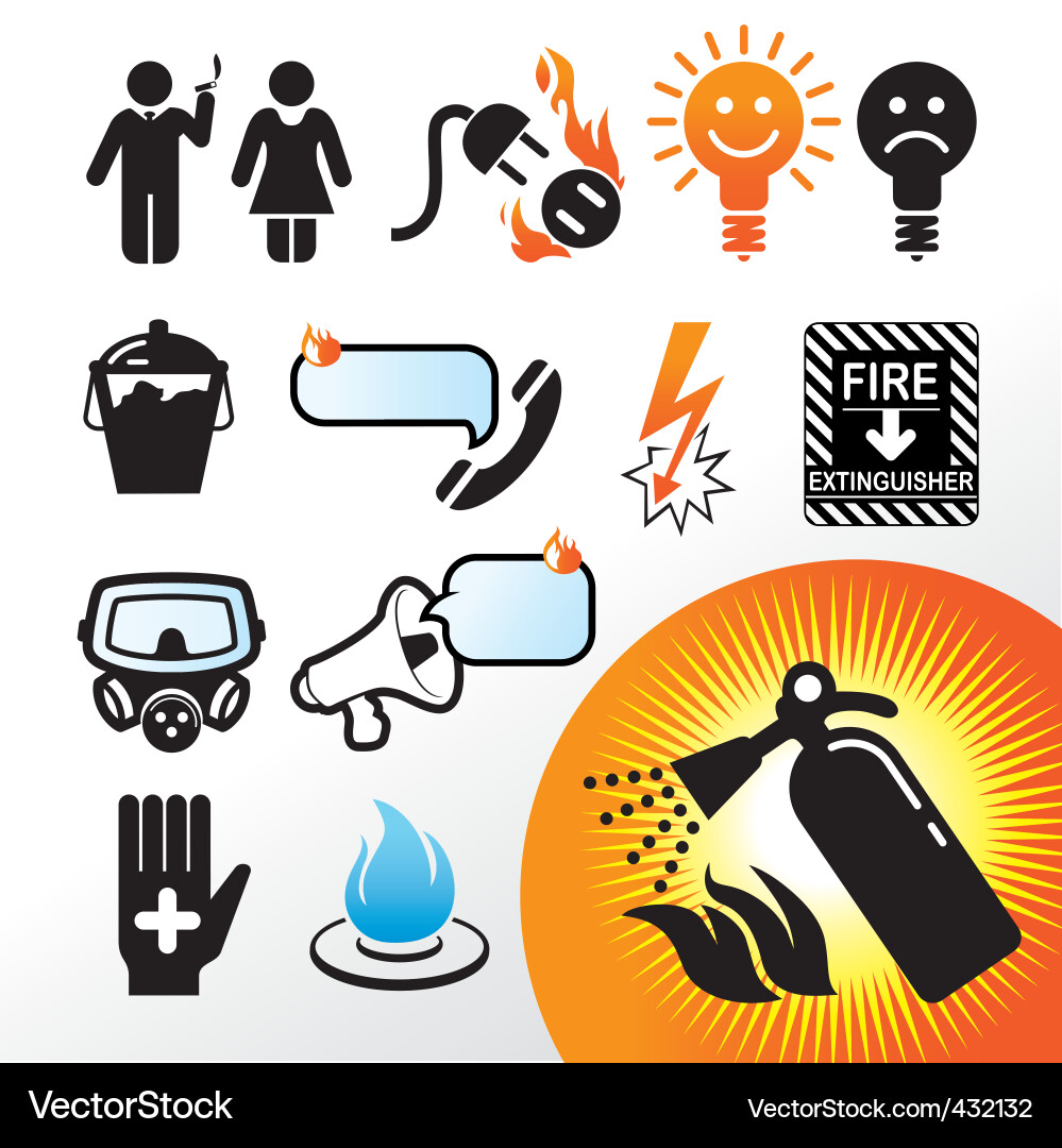 Fire Extinguisher Symbols Royalty Free Vector Image