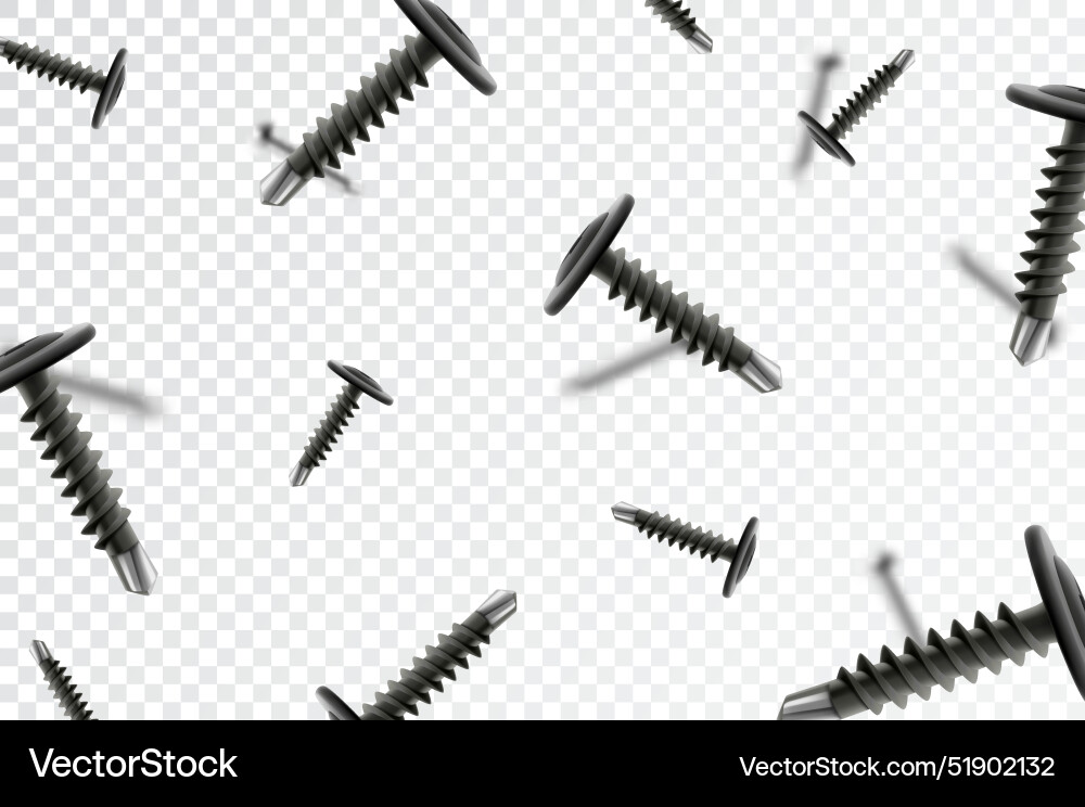 Flying metal self-tapping and screws isolated Vector Image