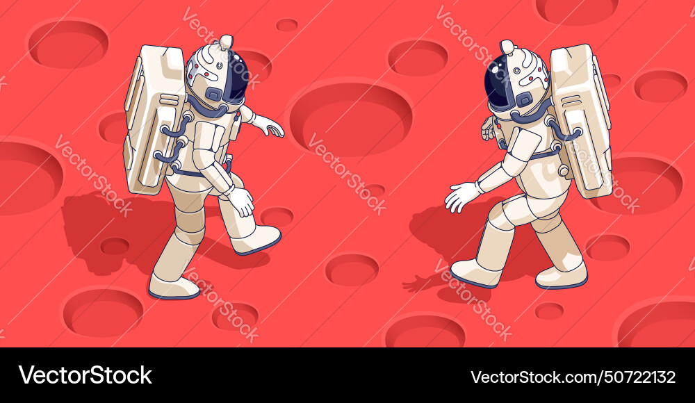 Isometric astronaut on planet surface spaceman Vector Image