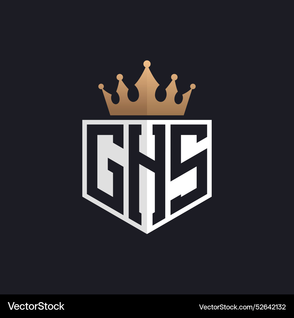 Luxury ghs logo with crown elegant initials Vector Image