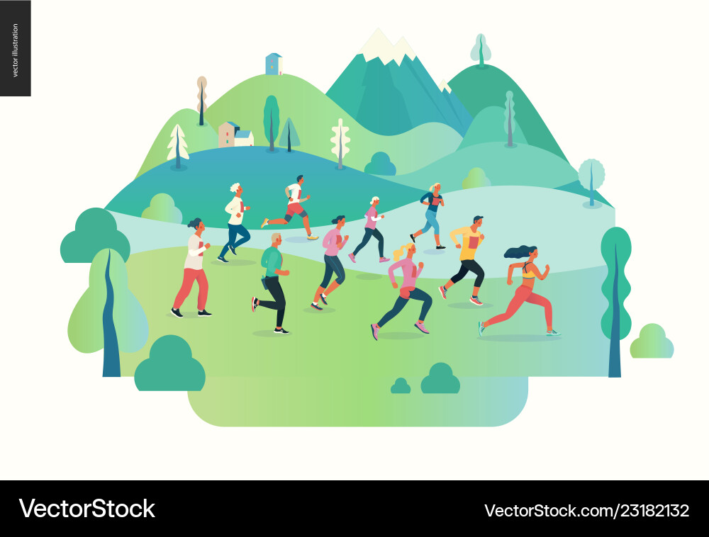 Running Marathon Team Royalty Free Vector Image