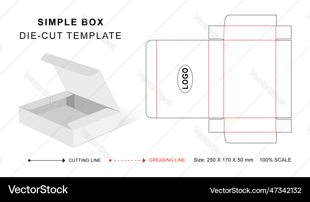 Simple packaging die cut template 3d box keyline Vector Image
