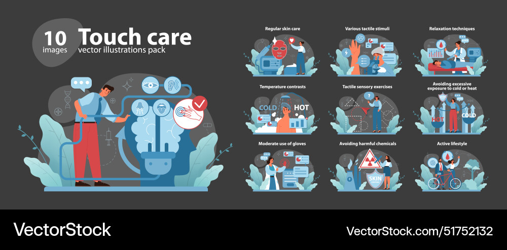 Touch care set comprehensive skin protection Vector Image