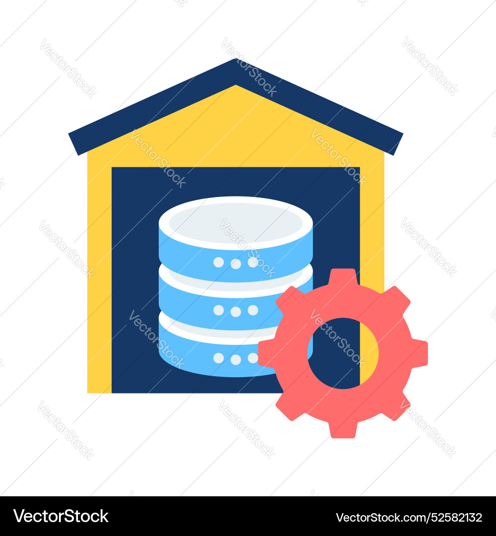Well designed flat style of data warehouse up Vector Image