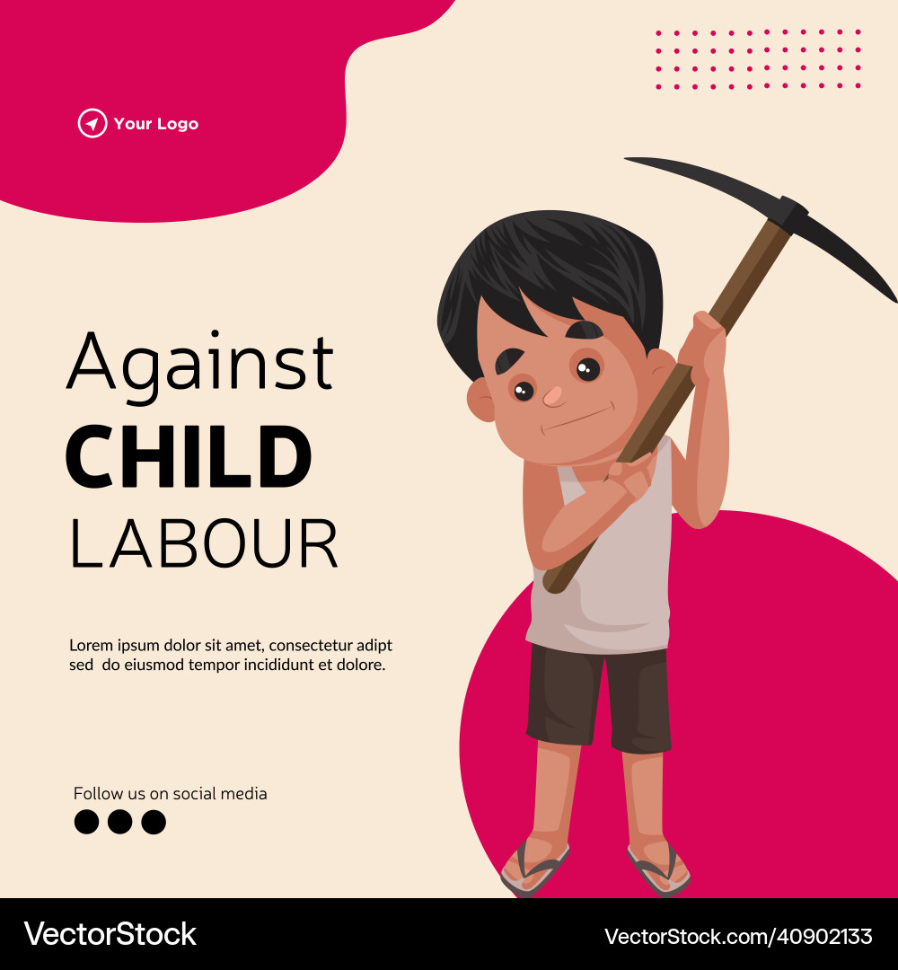 Banner design of child labour Royalty Free Vector Image