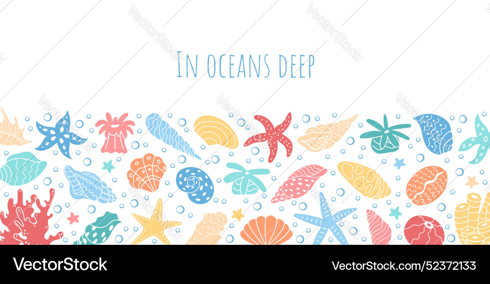 Colorful cartoon seashells and starfish design Vector Image