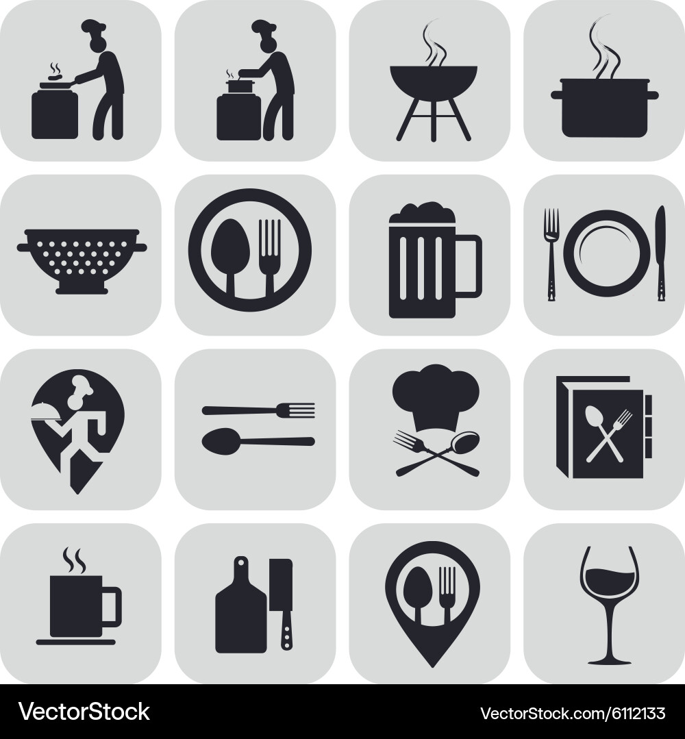 Cooking and kitchen icons Royalty Free Vector Image