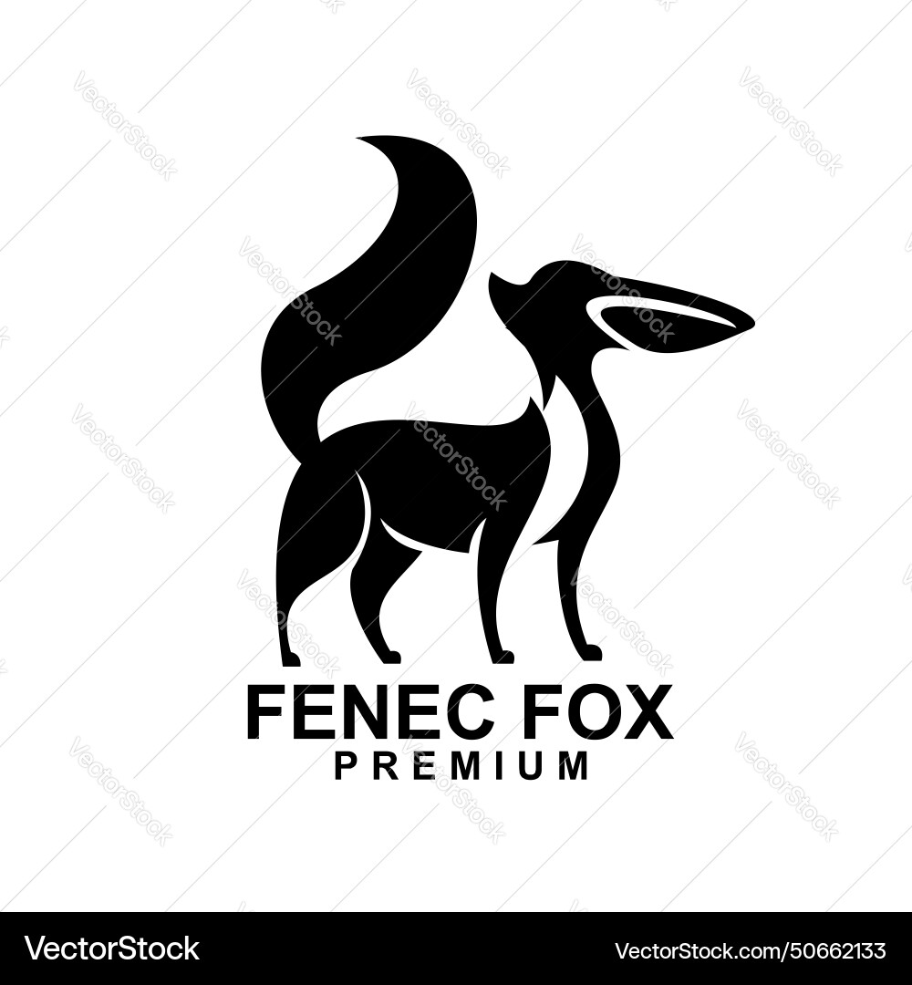 Fennec fox logo icon design negative black white Vector Image