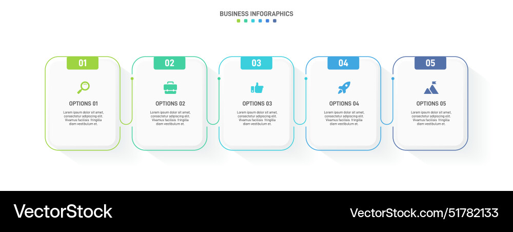 Horizontal progress bar featuring 5 arrow-shaped Vector Image
