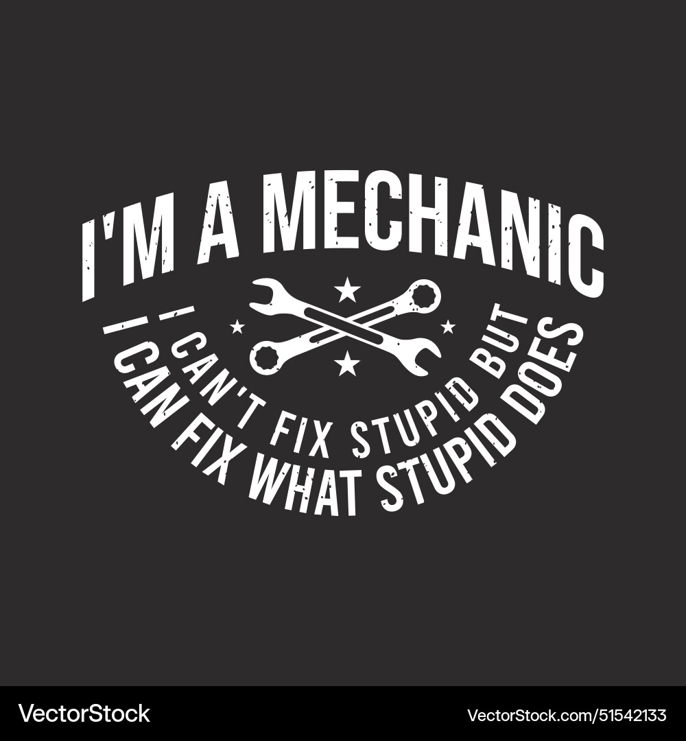 I am a mechanic can not fix stupid designs Vector Image