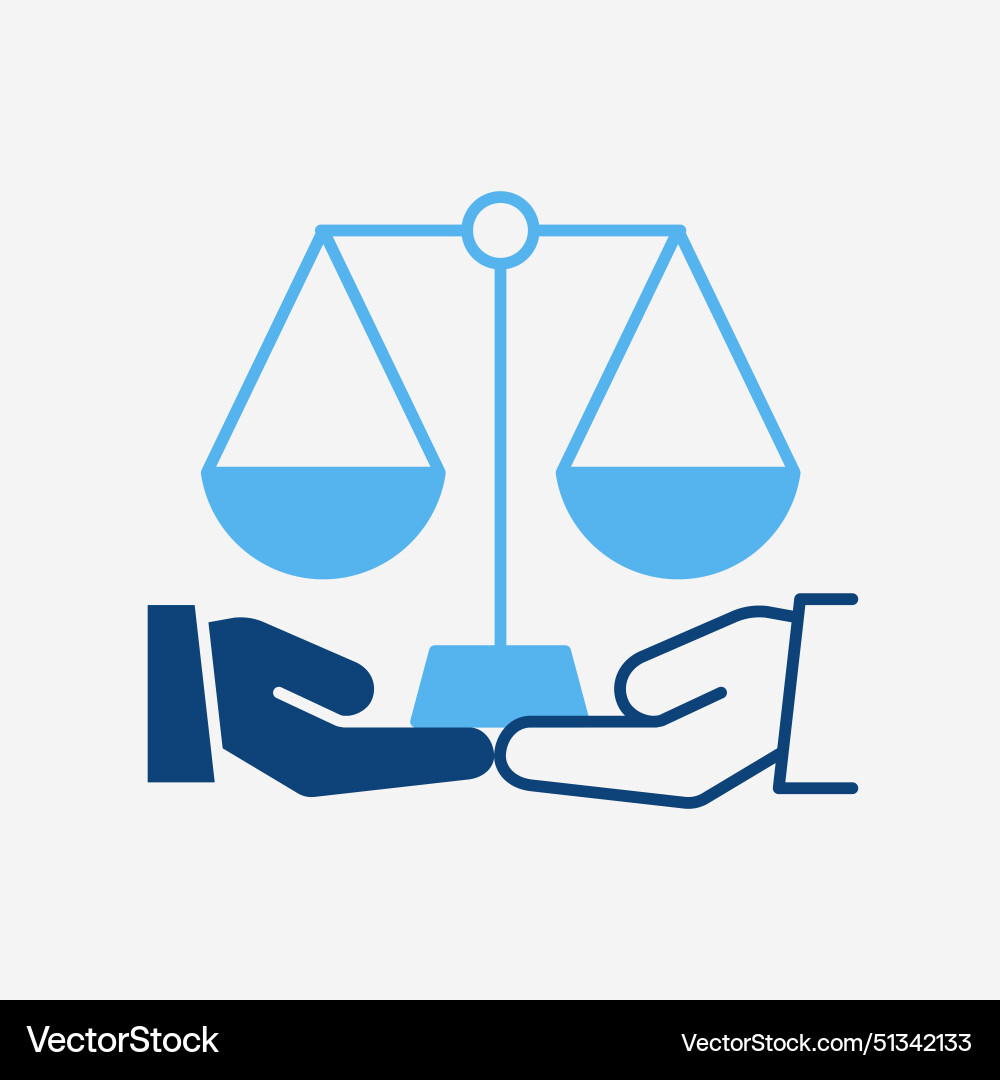 Justice scales in hand icon template design Vector Image