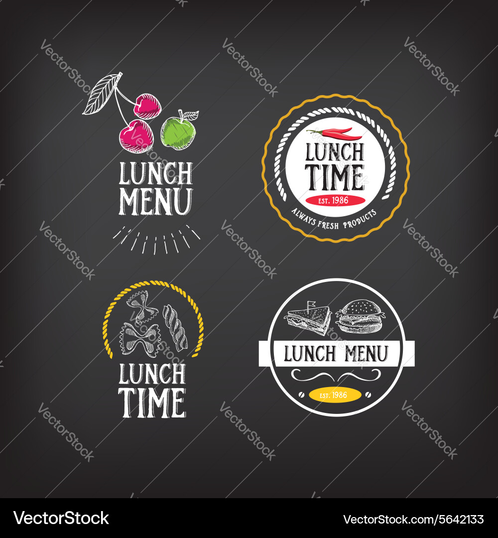Lunch menu logo and badge design Royalty Free Vector Image