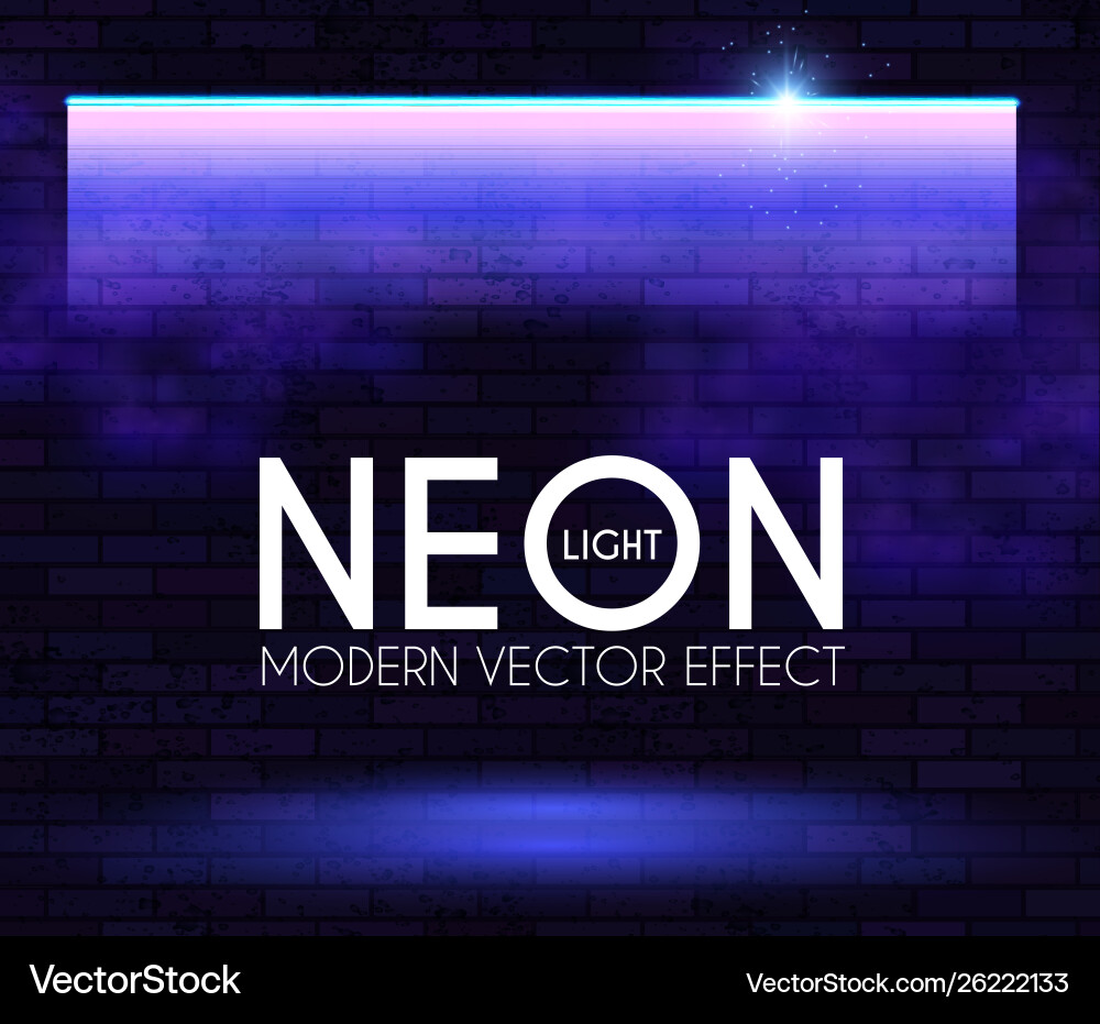 Neon shining lamp brick wall and magic reflection Vector Image