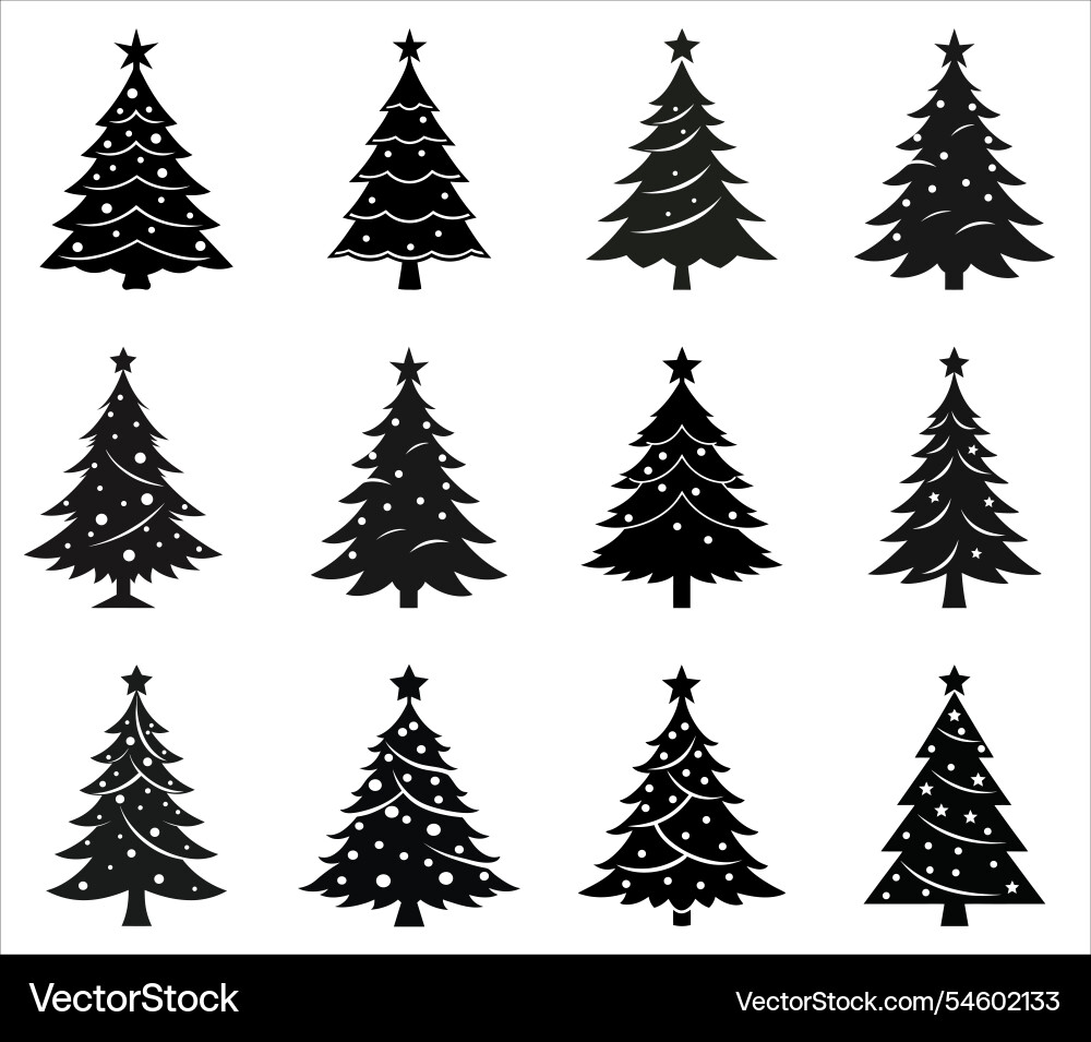 Set of christmas tree silhouettes Royalty Free Vector Image